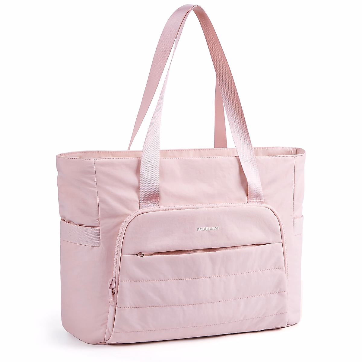 BAGSMART Quilted Tote Bag with Compartments and Yoga Mat Strap, Lightweight Large Shoulder Bag for Travel Work Gym