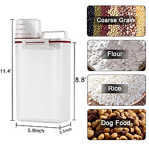 2Pack Rice Storage Bin Cereal Containers Dispenser,BPA Free Plastic Airtight Dry Food Storage Containers for Oatmeal, Grain, Cereal, Flour(blue+Red)