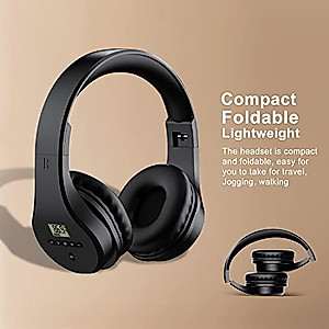 Portable Rechargeable FM Radio Headphones Bluetooth Earmuffs, Transistor Radios with Best Reception, Wireless Radio Headset Built-in Mic, Support TF Card. Walkman Radio for Mowing,Jogging, Working