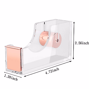 ALSISK Desk Accessory Kit,Acrylic Stapler Set, Tape Dispenser, Staple Remover with 1000pcs 26/6 Staples -Rose Gold