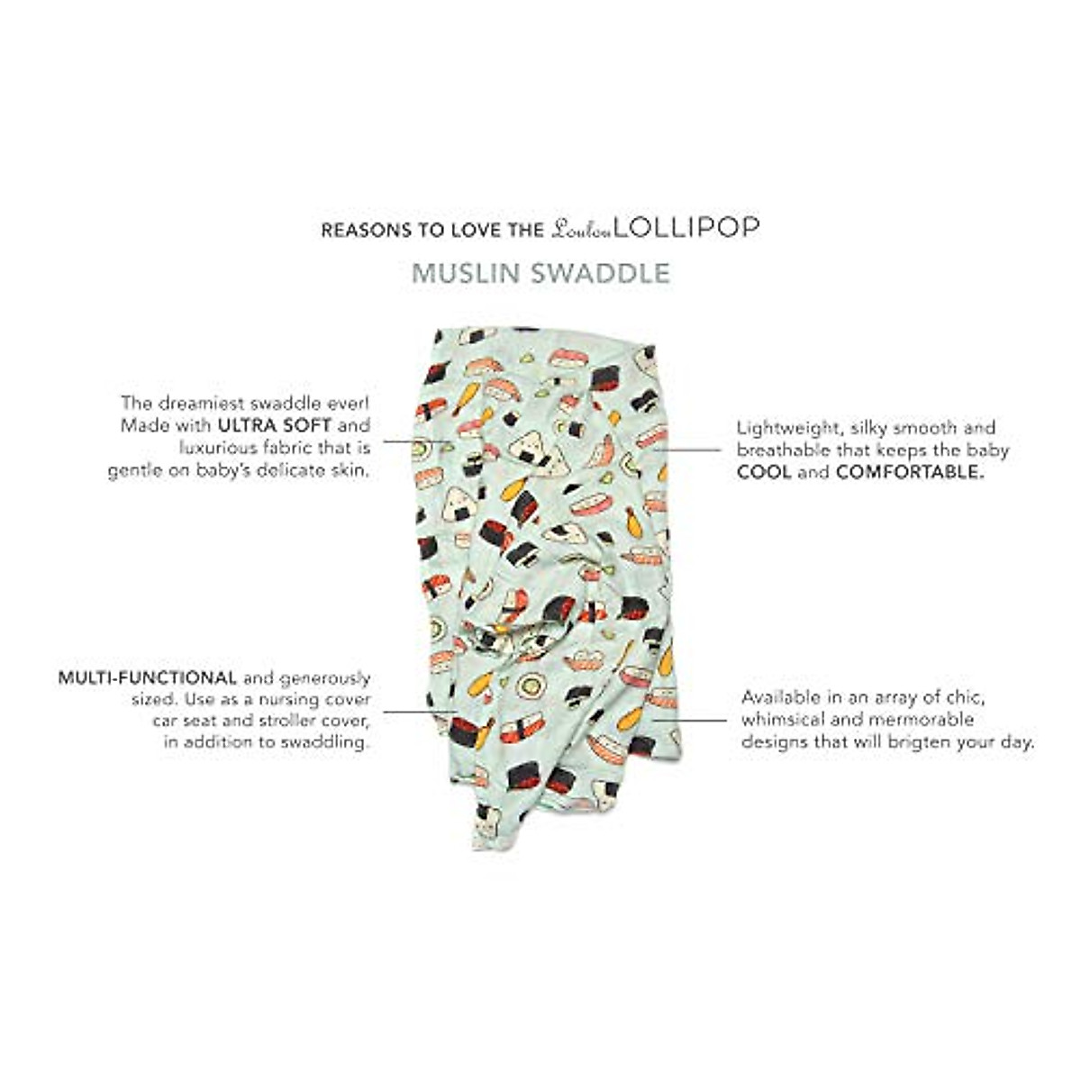 Loulou Lollipop Soft Baby Swaddle Blanket Muslin Wrap Receiving Blanket for Newborn to Toddler Girl and Boy, Large 47” by 47” - Taco…