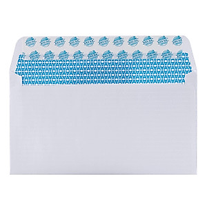 300 #6 3/4 Security Tinted Self-Seal Envelopes - No Window, EnveGuard, Size 3-5/8 X 6-1/2 Inches - White - 24 LB - 300 Count (34300)