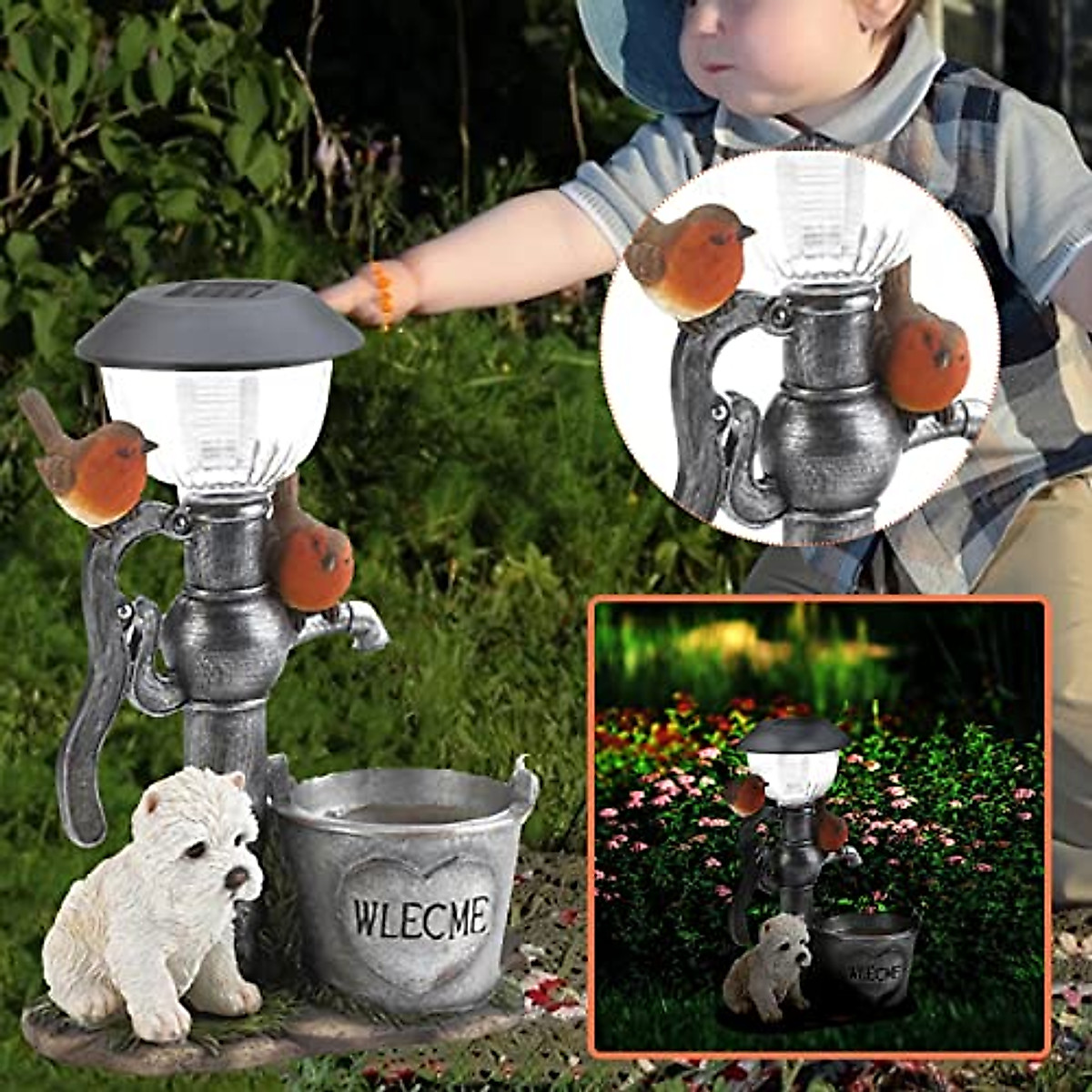 Leadmall Solar Light Outdoor Decor, Puppy and Bird Home Garden Decoration Light Animal Garden Solar Light Decoration