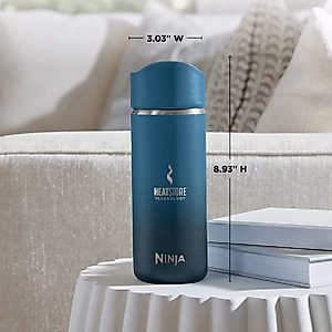 Ninja, Travel Mug, Sip Perfect 16oz, Brings Hot Drinks to Sippable Temperature in Minutes, Stainless Steel, Leak Proof, Dishwasher Safe, Metal, Insulated Tumbler, Ocean Blue, DW1603OB