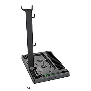 Game Console Cooling Base Handle Holder Charging Stand Multifunctional Charging Cooling Fan Storage Bracket Summer Father'S Day Gift-black