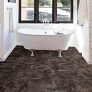 FloorPops FP3330 Brownstone Peel & Stick Floor Tiles, Brown