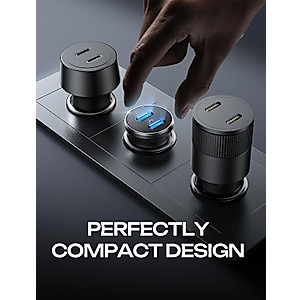 LISEN 90W USB C Car Charger [All Metal & Mini] Cigarette Lighter Adapter Fast Charging, Mini Dual PD 45W & PD 45W Super Fast Car Charger USB C for iPhone 15 Pro Max Glaxy S24 iPad Pro MacBook Air