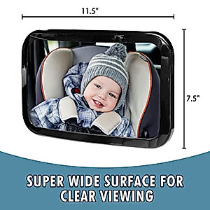CARTMAN Baby Car Mirror, Safety Car Seat Mirror for Rear Facing Infant with Wide Crystal Clear View, Shatterproof, Fully Assembled, Crash Tested and Certified