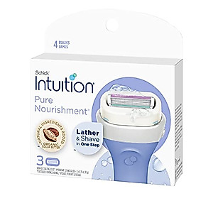 Schick Intuition Pure Nourishment Womens Razor Refills with Coconut Milk and Almond Oil, 3 Count (Pack of 1)