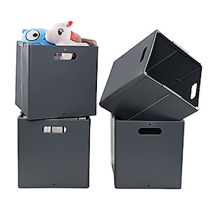 Vababa 4-Pack Floding Storage Bin, Collapsible Plastic Storage Cube Organizer Bins gray