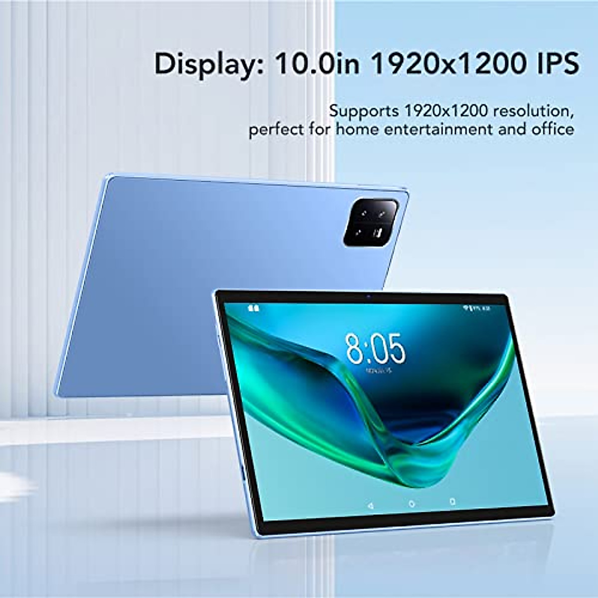 suick HD Tablet, 10.0 Inch 1920x1200 IPS US Plug 100-240V Tablet PC Octa Core Processor 8MP 16MP Dual Camera for Entertainment (Blue)