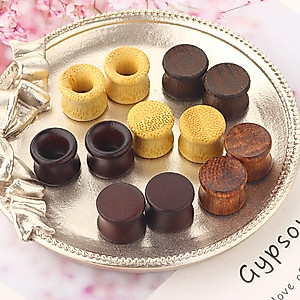 12pcs Wooden Gauges For Ear Nature Wood Tunnels Earrings Plugs Vintage Body Piercings Saddle Stretchers Set 2G-20mm