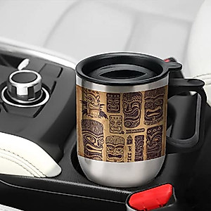 Oyihfvs Retro Tiki Icons Set Stainless Steel Travel Tea Mug for Car, Leak-Proof Vacuum Hot Cold Insulated Water Bottle, Thermal Tumbler Coffee Cup 14 oz