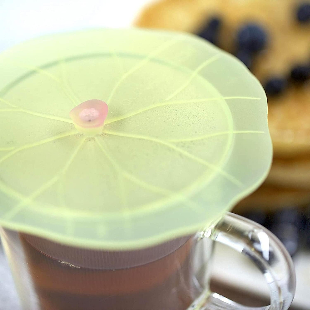 Charles Viancin - Set of 2 Lilypad 4” Silicone Drink Covers - Airtight Seal on Any Smooth-Rimmed Glass, Keep Drinks Cool or Hot, Protect from Winged Pests - BPA-Free - Oven, Freezer, Dishwasher Safe