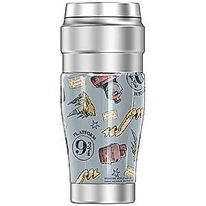 THERMOS Harry Potter Watercolor Hogwarts Express Pattern STAINLESS KING Stainless Steel Travel Tumbler, Vacuum insulated & Double Wall, 16oz