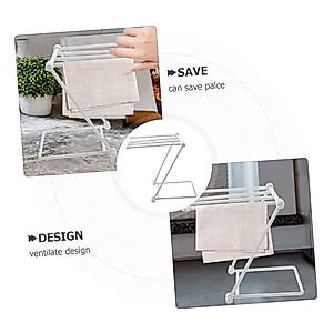WOONEKY Storage Rack Cloth Rack Cloths Rack Cup Holder Foldable Cloth Holder Kitchen Countertop Rack Towel Rack Light Grey