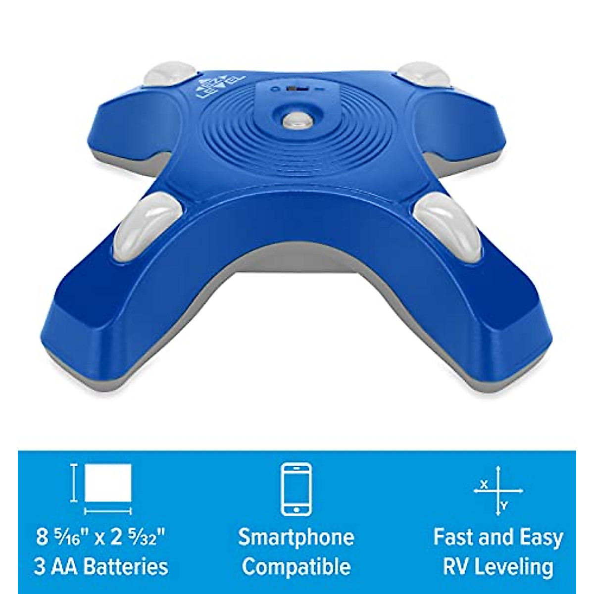 Camco Wireless RV EZ Level | Provides a Fast & Easy Way to Level Your RV | Smartphone Compatible | Easy Operation, Blue (25507)