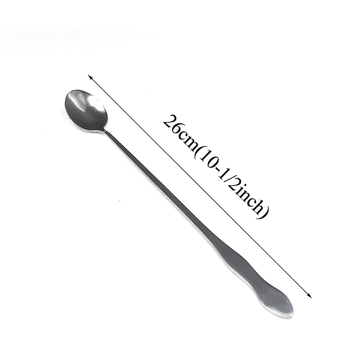 HAZOULEN 10-1/2 Inch Long Handle Stirring Mixing Spoon for Cocktail Ice Coffee Tea Drinks, Stainless Steel, Set of 8