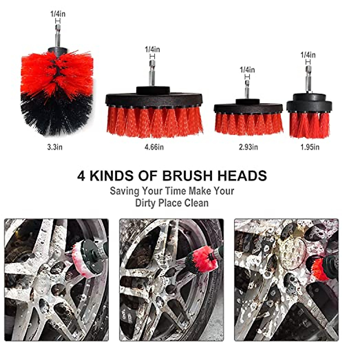 NARUNDREN Car Detailing Brush Set, 20 Pcs Car Detailing Kit,Car Detailing Drill Brush Kit, for Cleaning Wheels,Dashboard,Interior,Exterior,Leather,Air Vents,Emblems