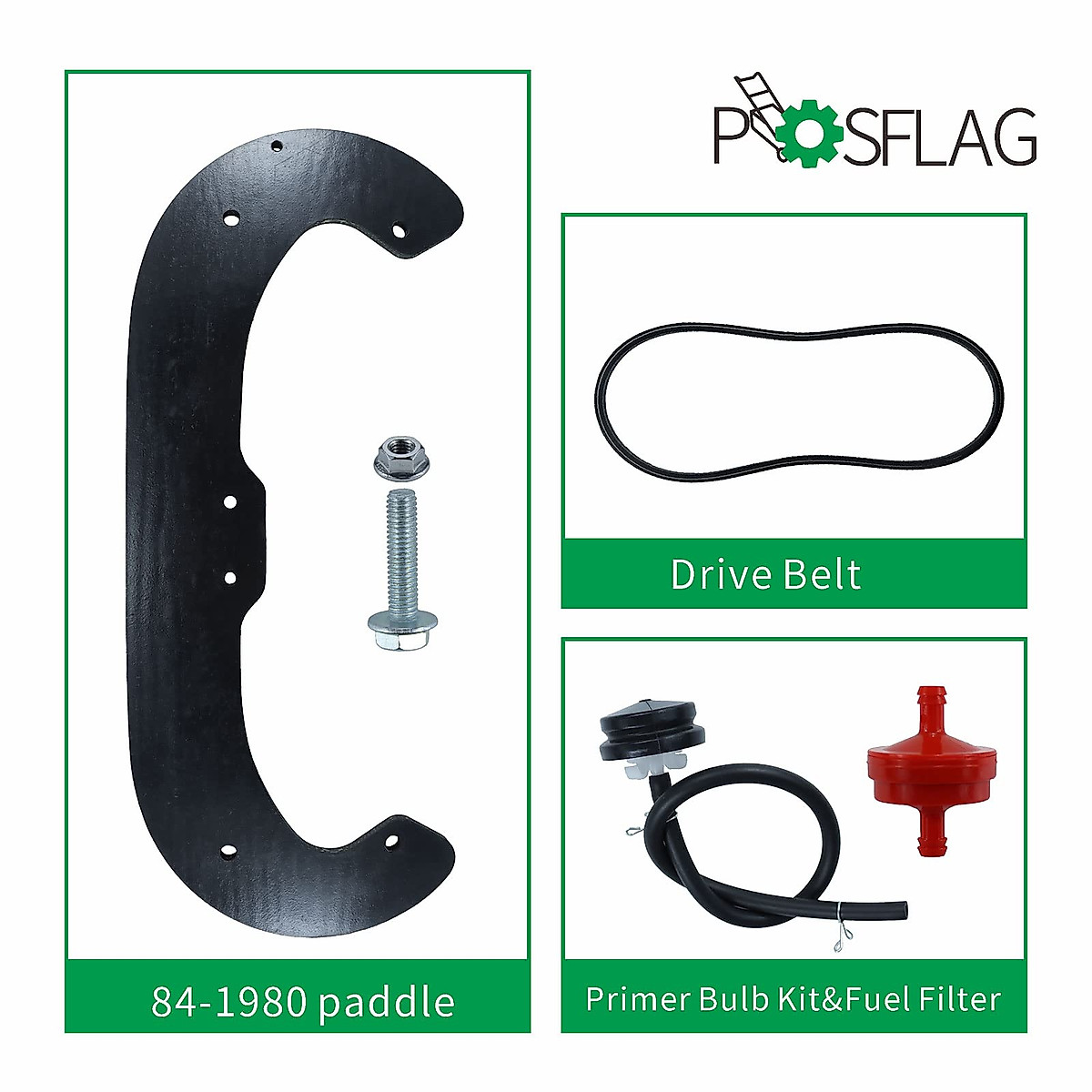 POSFLAG 84-1980 Paddles with 75-9010 Belt 66-7460 Primer Bulb 801254 Spark Plug Replaces 75-9090, 80-0660, 80-660 for Toro CCR Powerlite 38170, 38171, 38172, 38175, 38176, 38178, 38182 Snowthrowers