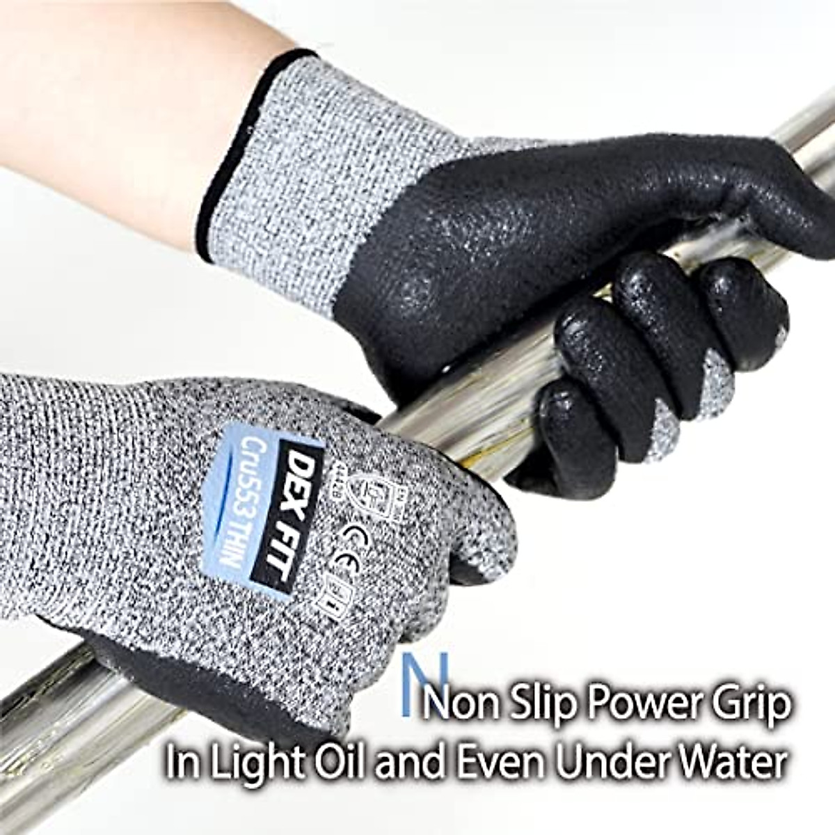 DEX FIT Level 5 Precision Cut Resistant Gloves Cru553 Thin, Firm Grip, 3D-Comfort Fit For Precision Assembly; 1 Pair