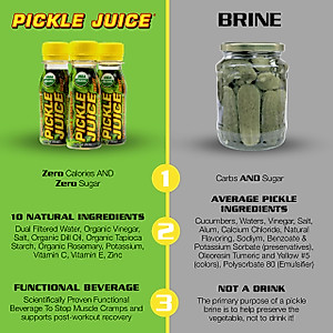 Pickle Juice Sports Drink Shots, Extra Strength - Relieves Cramps Immediately - Electrolyte Pickle Juice Shots for Day & Night Time Cramp Relief - Pickle Juice for Leg Cramps - 2.5 oz, 48 Pack
