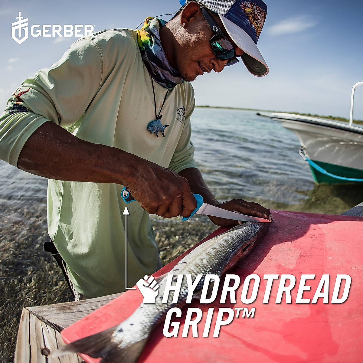 Gerber Gear Controller - Saltwater Fishing Fillet Knife for Fishing Gear - Cyan, 8 Inches