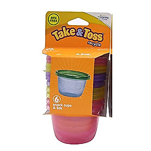 The First Years Take and Toss Snack Containers with Lids, 4.5 Ounce (Pack of 6)