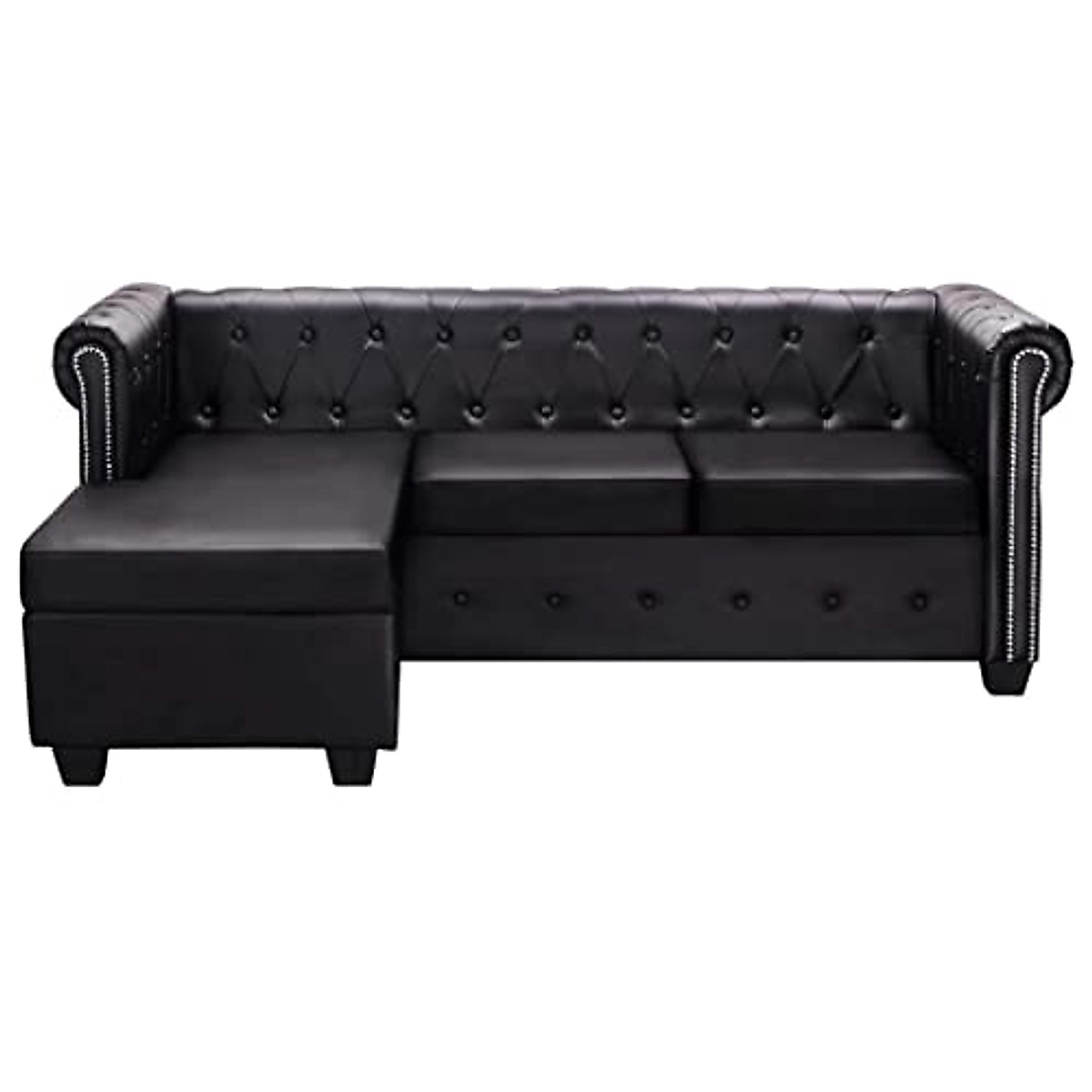 vidaXL L-Shaped Chesterfield Sofa Artificial Leather Seat Brown/Black/White