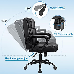 VICTONE Home Office Chair Mid Back PU-Leather Computer Desk Chair, Height Adjustable Ergonomic Executive Chair with Padded Armrests Lumbar Support