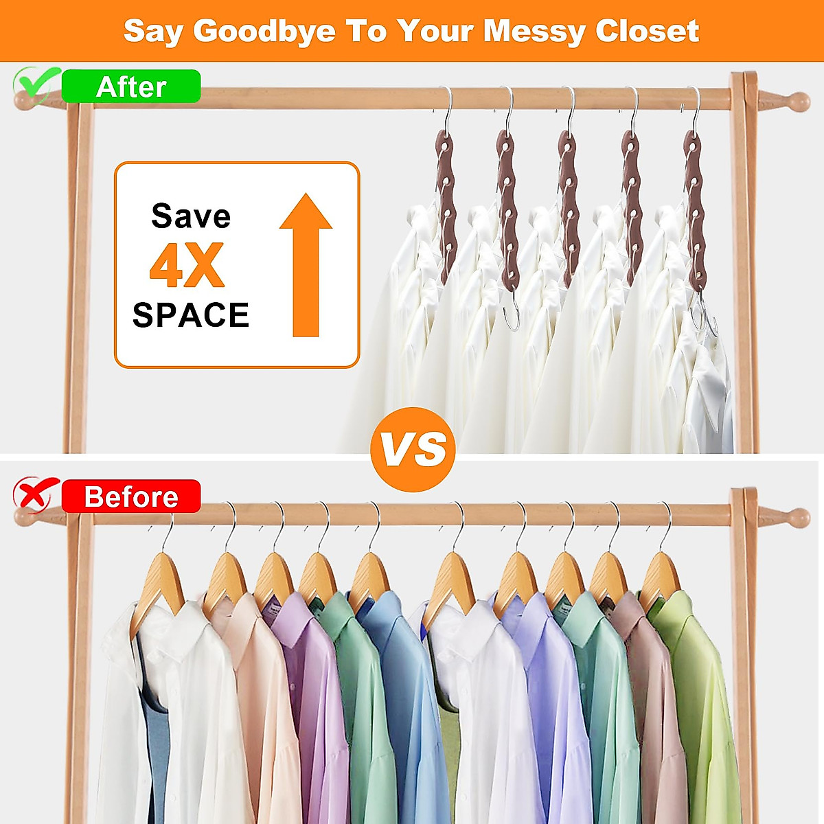 HEYHOUSE Closet Organizers and Storage,College Dorm Room Essentials,Multifunctional Closet Organizer Magic Space Saving Hangers for Wardrobe