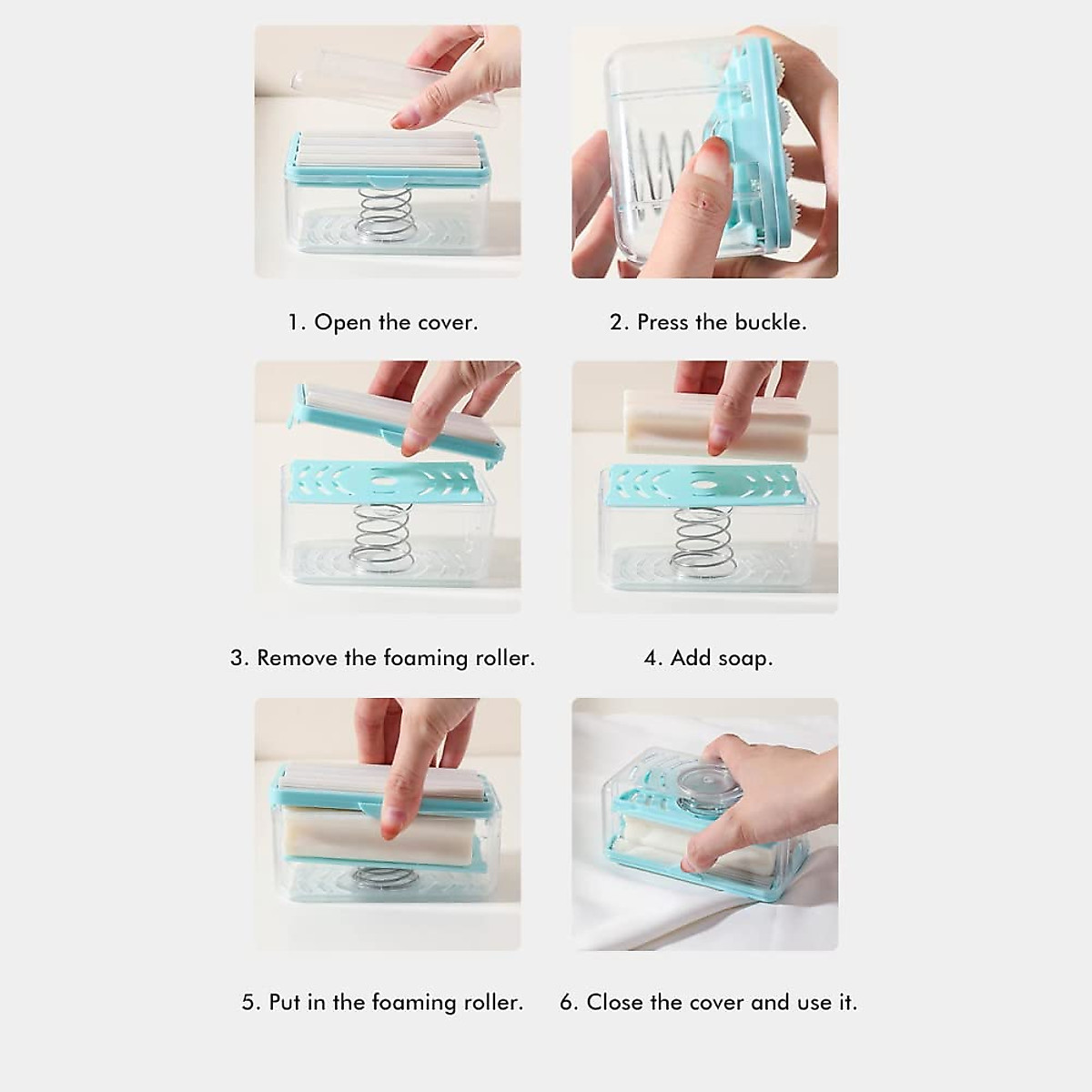 Osuner Multifunctional Bubble Box,Removable Drainers, Dish Foam 2 in 1 Storage Foaming Box,Roller Spring Dish