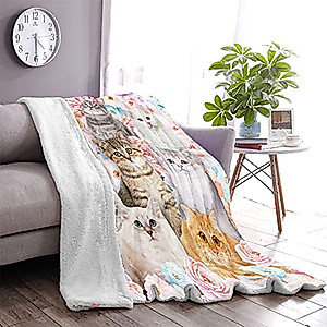 Juirnost Cat Blanket,Cat Lover Gifts for Women,Kitty Blanket Gifts for Cat Lovers,Kitten Blanket Throw for Bedroom Sofa Couch Cat Gifts for Girls 50X60inches Cat Lover Gift Blanket