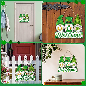 St. Patrick's Day Welcome Door Decor St. Patrick's Day Gnome Door Sign Shamrock Wooden Sign St Patrick's Day Hanging Decorations for Irish Front Door Home Indoor Outdoor Farmhouse Porch Decor