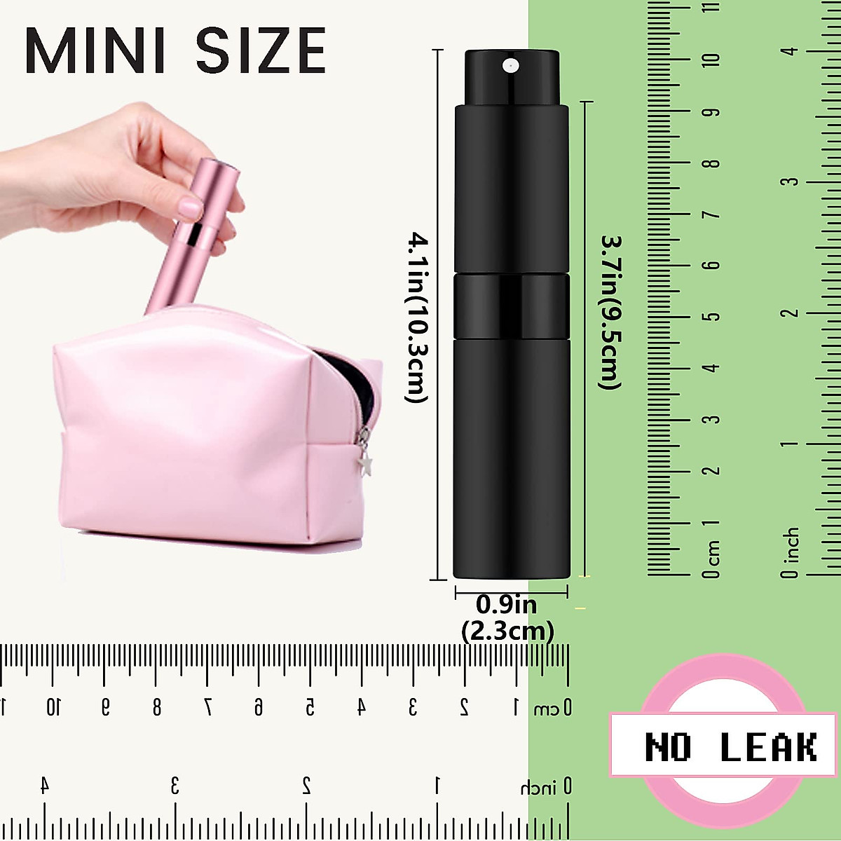 IRON BILL 5PCS/8ml Perfume Travel Refillable, Portable Perfume Atomizer Refillable, Empty Mini Size Spray Bottle for Men&Momen.（Matte Black