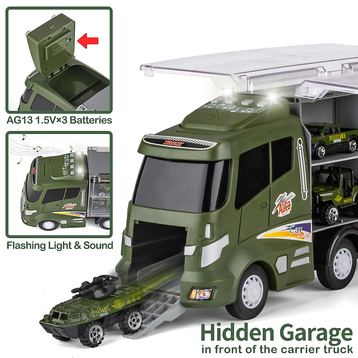 18 Pcs Military Truck with Army Men Toy Set for Boys, Mini Die-cast Battle Car in Transport Carrier Truck Playset, Army Toy Vehicle for Boy Girl Kid Toddler 8-12 Year Old Birthday Gift Party Favor