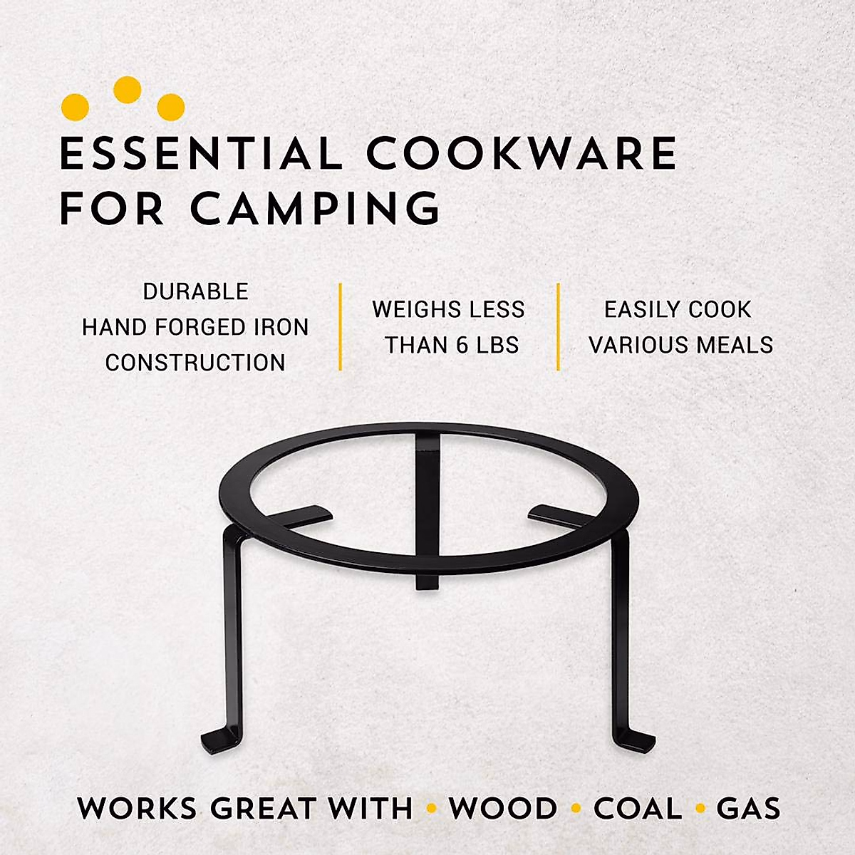 Machika Open Fire Tripod, Outdoor Fire Pit Cooking Stand, Round 40 cm Design, Portable, Cast Iron, Perfect for Camping, Backyards, Patios; Grill, Cook Over Campfire (16 Inch)