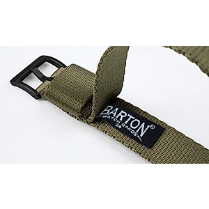 BARTON WATCH BANDS, 24mm Army Green - Elite NATO® Style Watch Strap - Black Buckle - Seat Belt Nylon Watch Bands