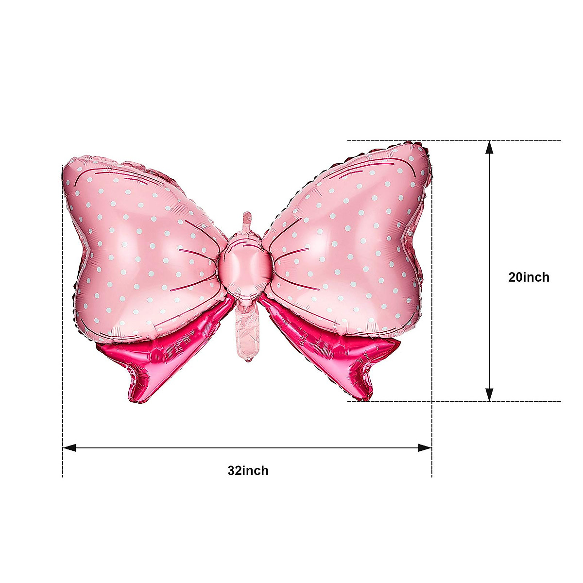 12 Pieces Bow Balloons Mouse Party Decoration Bowtie Pink Balloon Jumbo Bow Foil Balloon Polka Dots Bow Foil Mylar Balloons for Wedding Bridal Shower Gender Reveal Balloon Party Decoration