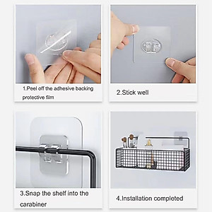 2 Pack Shower Caddy Shelf Organizer Rack, Bathroom Shelves Basket, Adhesive Black Bathroom Accessories, Save Space with Hooks, Toiletries Organization And No Drilling Shower Shelves (White)