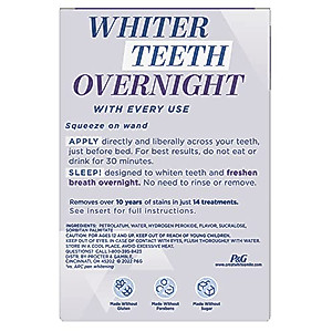 Crest Whitening Emulsions Leave-On Teeth Whitening Gel Kit + Overnight Freshness with Wand Applicator and Stand, Apply & Sleep, 0.88 Oz