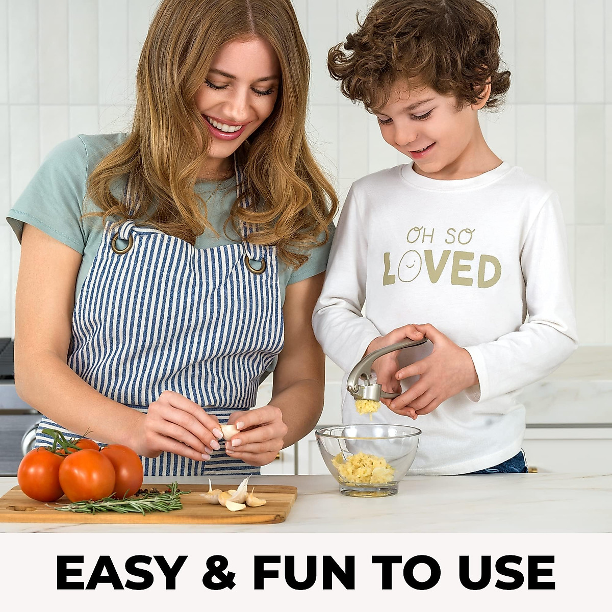 Zulay Kitchen Garlic Press With Soft, Easy To Squeeze Ergonomic Handle - Garlic Mincer Tool With Sturdy Design Extracts More Garlic Paste - Easy To Clean Garlic Crusher And Ginger Press (Silver)