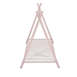 Twin House Bed for Kids, Metal Montessori Bed Tent Bed Frame Floor Play House Bed with Slat for Girls Boys, No Box Spring Needed - Pink