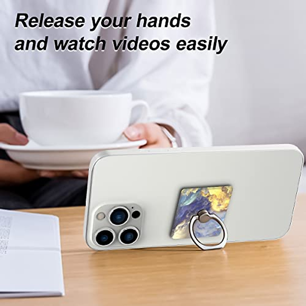 DaBuBu Multi-Function Mounts and Holder Three Pack Colorful Marble Metal Phone Ring Stand for Cellphones&Tablets