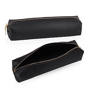 Oyachic Pencil Case PU Leather Cosmetic Makeup Bag Work Small Pen Pouch Zipper Storage Box Adults Desk Organizer Pens,Pencils,Markers