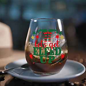DYJYBMY Let's Get Elfed Up Wine Glass, Christmas New Year Gifts for Women, Christmas Wine Glass for Women Men Sister Friends, Wine Glass for Thanksgiving Christmas Wedding Party