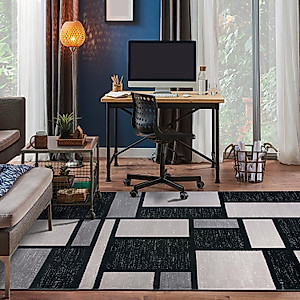 Rugshop Contemporary Modern Boxes Design Area Rug 6'6" x 9' Gray