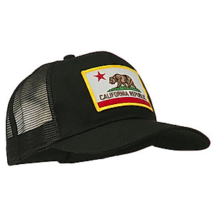 e4Hats.com California State Flag Patched Twill Mesh Cap - Black OSFM