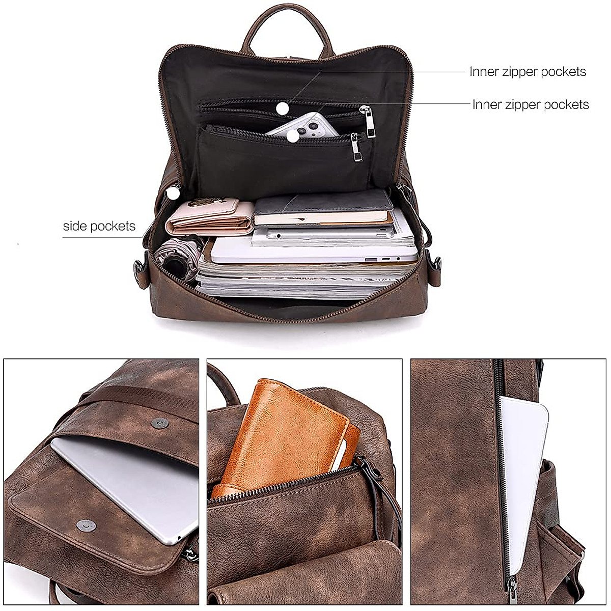 CLUCI Leather Backpack Purse for Women Small Sling Bag for Women Crossbody