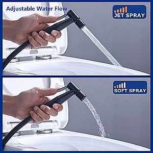 Handheld Bidet Sprayer for Toilet, Full Pressure & Stainless Steel & Leakproof Handheld Bidet Toilet Sprayer Set with Hose, Easy Install, Great Water Pressure for Bathing Pets, Personal Hygiene(Black)